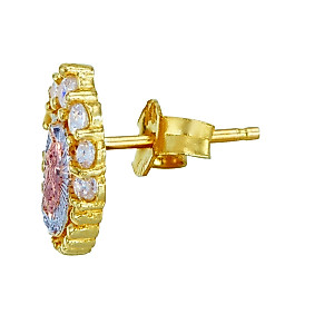 14k REAL Tri Color Gold CZ Our Lady of Guadalupe Earrings