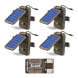 Stealth Cam Lithium Solar Power Panel (4-Pack) Bundle with Card Reader Compatible with Mac and PC Systems (5 Items)