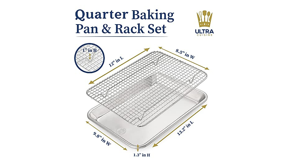Oven-Safe Baking Pan & Cooling Rack Set - Durable Aluminum & Steel
