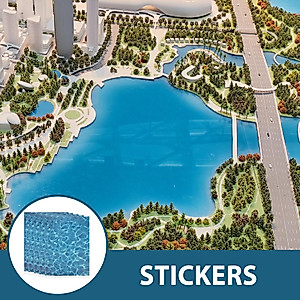 VILLCASE Ripple Water Sticker, 5 Sheets Self Adhesive Coated Paper Water Ripples Sticker, Pearlescent Ripple Stream Plastic Sheet Miniature Lake River Diorama Scene Scenery for Home Decor