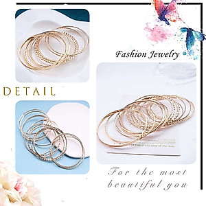 Sttiafay 14Pcs Gold Bangle Bracelet Set Indian Stackable Glossy Bracelets Multipack Wrap Bangles Costume Jewelry for Women