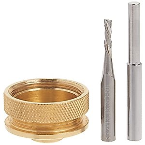 POWERTEC 71333 Router Bits Solid Brass Inlay Kit | for 1/4 Templates for High RPM Routing | Includes 1/8 Carbide Router Bit/Cutter + 1/4 Shank, Universal Bushing, Retainer Nut, Collar, Alignment Pin