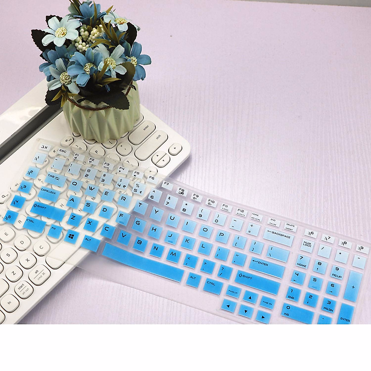 Silicone Keyboard Cover Skin Protector for Dell Alienware AREA-51M AREA-51 17 R3 M17 M15 17r5 15r4 R3 17.3 15.6 Inch Laptop-Gradient Green-