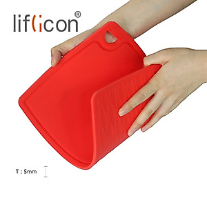 Liflicon Extra Large Thick Silicone Cutting Board 14.6'' x 10.43'' Chopping Board Flexible Cutting Mats Dishwasher Safe-Red
