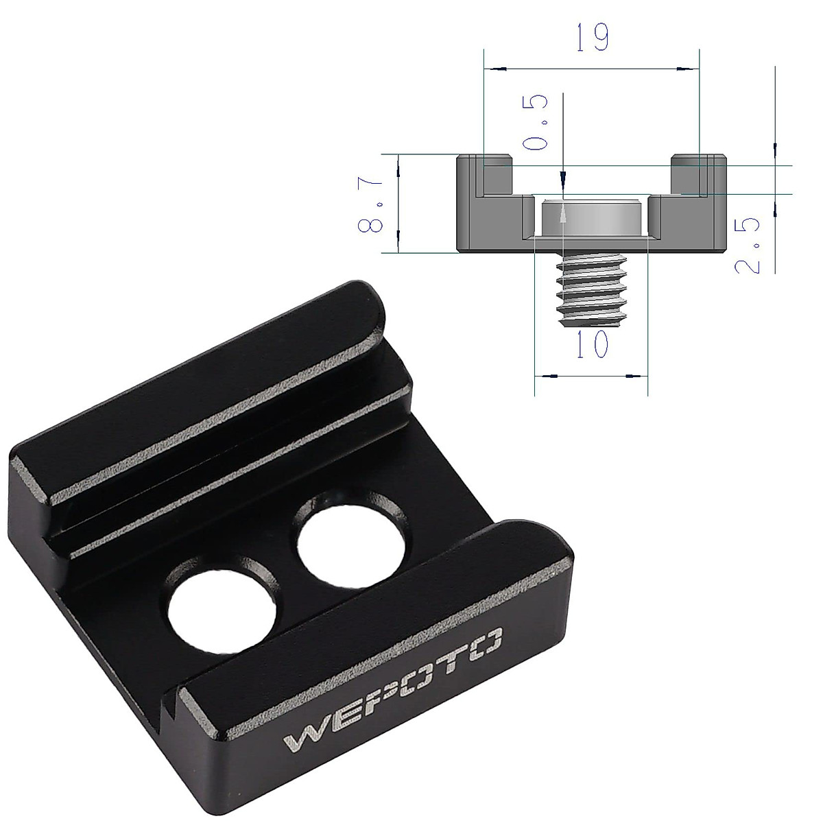 WEPOTO Cold Shoe Mount Adapter (3pcs Pack) with 1/4"-20 Thread for Camera Cage Flash LED Moniter - 1005