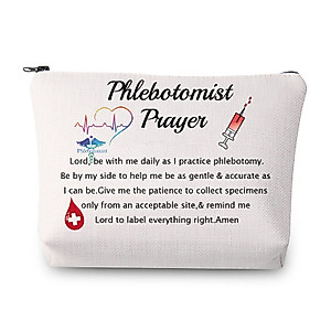 JYTAPP Phlebotomist Gifts Phlebotomist Prayer Cosmetic Makeup Bag For Women Phlebotomy Technician Gifts PBT Nurse Graduation Gifts Phlebotomist Nurse Lab Tech Gifts