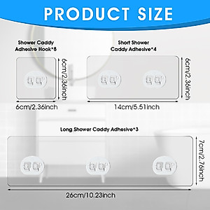 Yolev Shower Caddy Adhesive Replacement, Strong Adhesive Hooks for Shower Caddy Adhesive Pad, Adhesives Hook for Shower Caddy, Kitchen Racks, Bathroom Storage Shelves (15pcs)