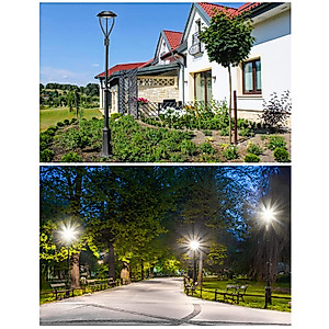 80W LED Post Top Light ETL&DLC Listed 11200Lm Adjustable CCT 3000K/4000K/5000K Dusk to Dawn LED Pole Top Light IP65 Waterproof for Outdoor Commercial Pole Mount Light Fixture AC100-277V