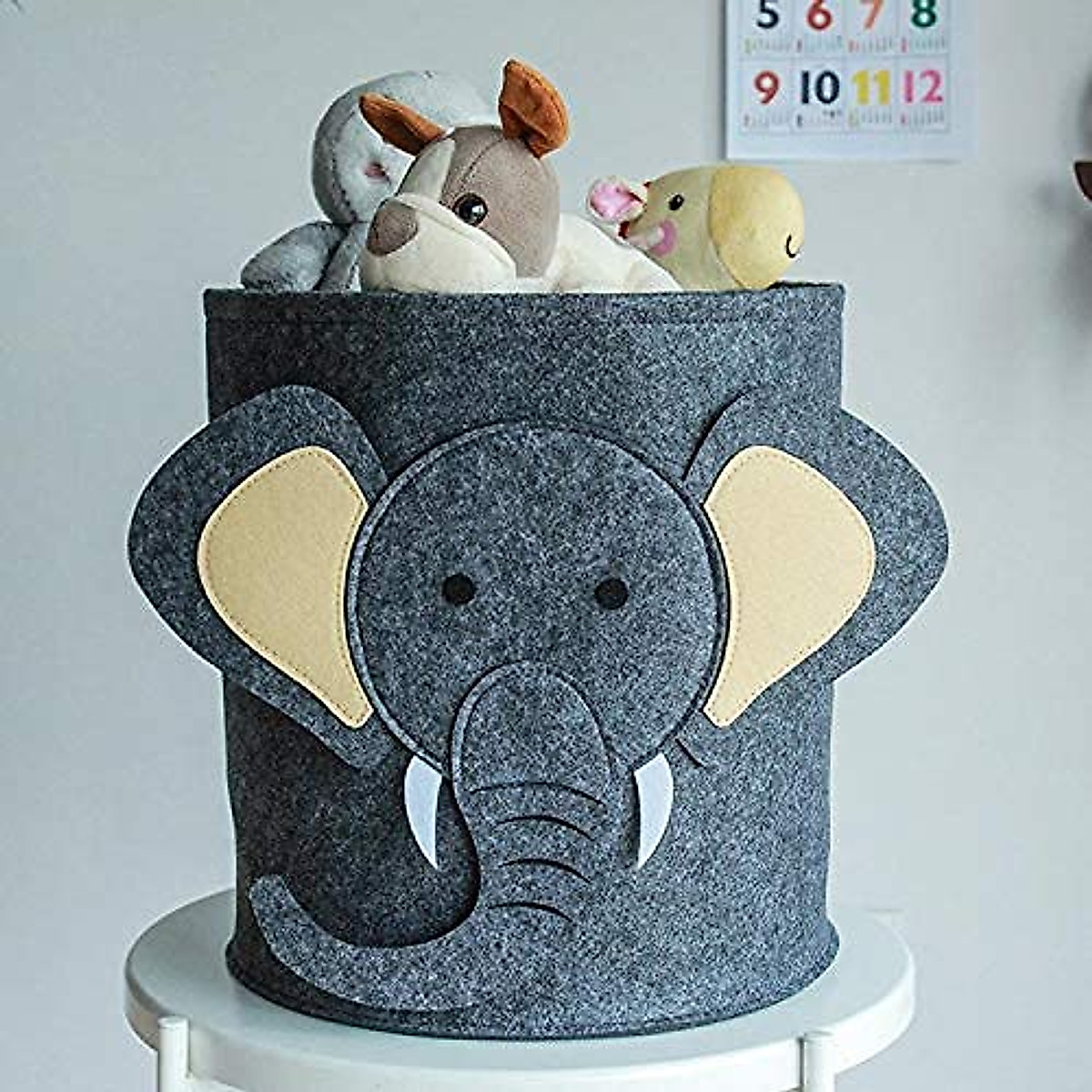 WEI LONG Cute Foldable Felt Laundry,Nursery Hamper Laundry Basket,Storage Baskets for Kids Boys and Girls,Office,Bedroom,Clothes,Toys(Dinosaur)