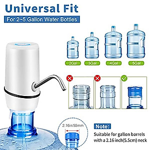 Water Dispenser for 5 Gallon Bottle, Electric Drinking Water Pump Portable Automatic Water Pump for Camping, Kitchen, Home, Office, Car, Fits for Indoor and Outdoor