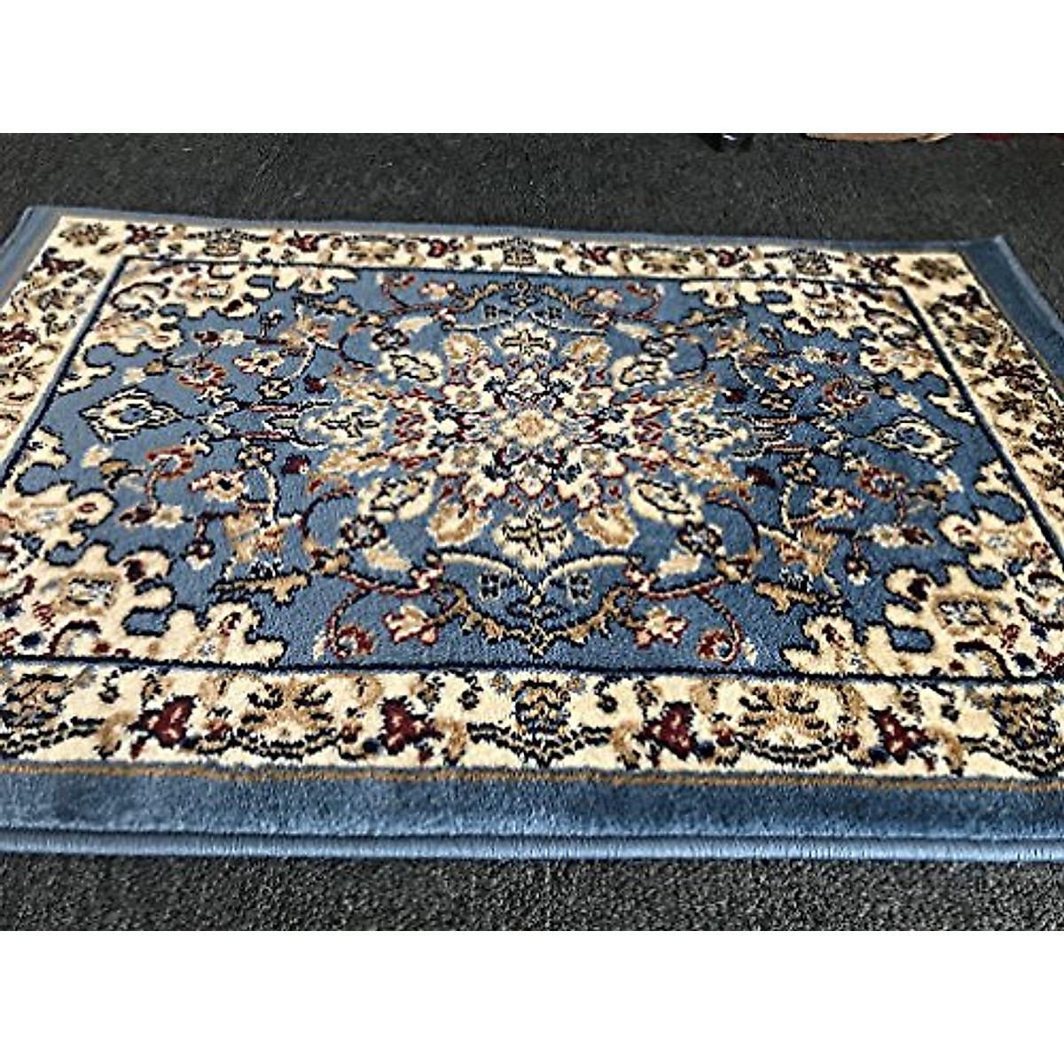 Deir Debwan Traditional Oriental Door Mat Area Rug Blue Persian (330,000 Point) Design 603 (2 Feet X 3 Feet)
