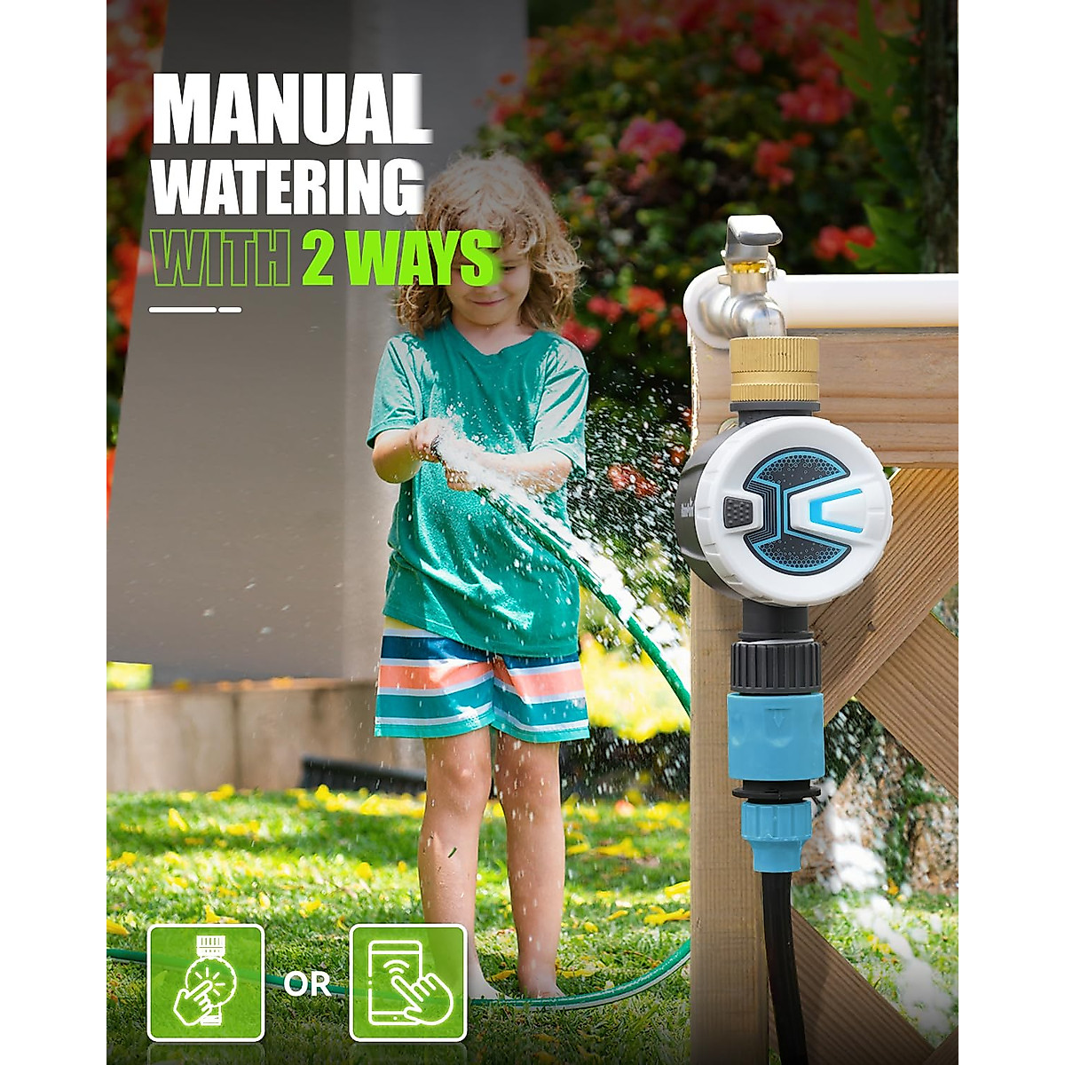 RAINPOINT Bluetooth Hose Timer with Brass Inlet,Smart Water Timer for Garden Hose,Sprinkler Timer with Rain Delay/Manual/Auto Watering, App Control