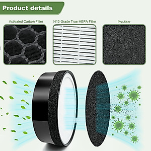 LV-H132 Replacement Filter Compatible with LEVOIT LV-H132 Air Purifier Filter, 3-in-1 Nylon Pre-Filter, H13 True HEPA Replacement Air Filter, Activated Carbon Filtration System, Part # LV-H132-RF