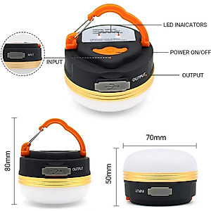 Censinda LED Camping Lantern, Rechargeable Portable Tent Light, 300LM,3 Light Modes,1800mAh Power Bank, Magnet Base,Electric Lantern Flashlight for Camping/Hiking/Fishing/Hurricane/Emergency(2 Packs)