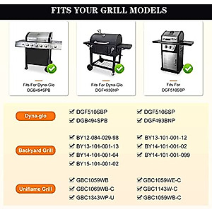 WALBZS 15 inch Grill Heat Shields for Dyna-glo DGF510SBP, DGF510SSP,Backyard BY14-101-001-02, BY15-101-001-02,Uniflame GBC1059WB,Porcelain Steel Heat Plate Tent Flame Tamer Burner Cove,Set of 5