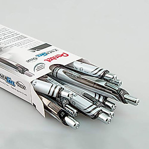 Pentel Gel Ink Pen, Pearl Retractable Gel Pen, (0.7mm) Medium Point, Needle Tip, Black Ink, 12 pack (BLN77PW-A)