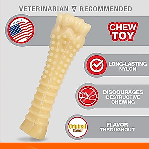 Nylabone Power Chew Textured Femur Bone Chew Toy for Dog, Indestructible Dog Toys for Aggressive Chewers Large Breed, Beef Flavor, X-Large/Souper (1 Count)