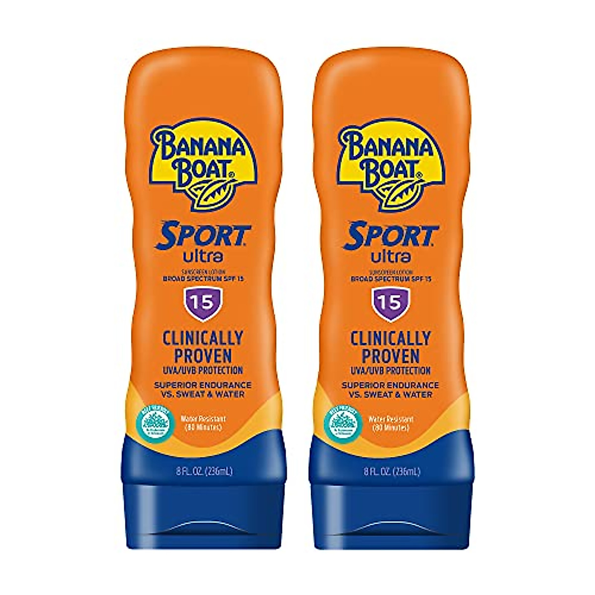 Banana Boat Sport Ultra SPF 15 Sunscreen Lotion Twin Pack | Banana Boat Sunscreen SPF 15 Lotion, Oxybenzone Free Sunscreen, Sunblock Lotion Sunscreen, Banana Boat Lotion, Water Resistant Sunscreen