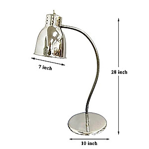 Table Top Food Heat Lamp with Single Bulbs Food Warmer Buffet Heating Lamp for Carving Station Commercial (Single Head(Silver))
