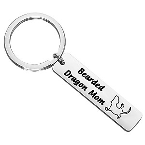 LQRI Bearded Dragon Mom Keychain Bearded Dragon Gifts For Women Pet Moms Animal Lovers Jewelry Funny Bearded Dragon Pet Lizard Lover Gift Reptile Owner Gift for Her (silver)
