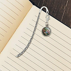 Alice in Wonderland Garden Party Metal Bookmark Page Marker with Charm