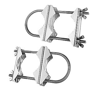 Wdwlbsm Double Antenna Mast Clamp V Jaw Block with U Bolts|Heavy Duty Anti-Rust Mast to Mast Mount Bracket Kit for TV,CB,Ham,Pipe,Flag Pole,Hold Umbrella Parasols for Deck Railing,Fence(2 Set)