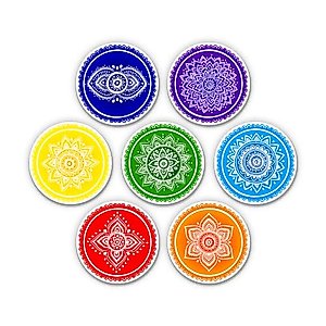 Chakras Set of 7 Yoga Spiritual - 8" Each Vinyl Stickers - for Car Laptop I-Pad - Waterproof Decals