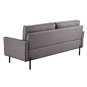 Snowhill 57in Modern Linen Loveseat, Minimalist Style Upholstered Couch for Living Room, Small Space Apartment, Office, Bedroom (Light Gray, Sofa)