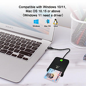 ZOWEETEK CAC Reader USB C, CAC Card Reader Military, DOD Military USB Common Access CAC, Compatible with Windows, Mac OS and Linux (Type C)