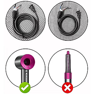 Universal Accessories Power Cord for Dyson Hair Dryer, QJH-17 Replacement Power Line 5.9ft/1.8m Cable Length, Compatible with Dyso HD01/02/03/04/07/08 Models