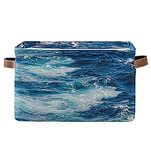 TropicalLife Rectangular Storage Bin Cube Ocean Sea Beach Foldable Organizer Basket with Handles, Hawaii Theme Collapsible Storage Box for Kids Toy Shelf Closet Nursery