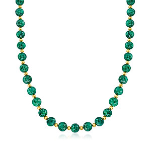 Ross-Simons 235.00 ct. t.w. Emerald Bead Necklace in 14kt Yellow Gold. 20 inches