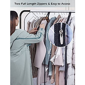 SLEEPING LAMB 50'' Extra Large Clear Hanging Garment Bags for Closet Storage Bottom Enclosed Garment Rack Cover Sealed Wardrobe Clothes Protector for Coats, Suits, Dresses （Not Including Frame）