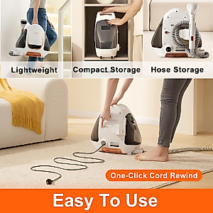 UWANT Portable Carpet & Upholstery Cleaner Machine, 12Kpa Strong Suction Small Handheld Cleaner, Lightweight Shampooer for Car, Auto Detailer, Pet Stains, Furniture, Couch, B100