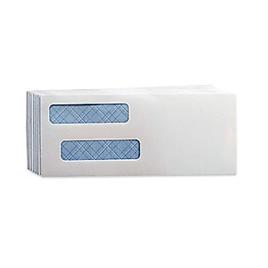 Self Seal Double Window Security Envelopes (#8 - Box of 500), for Quickbooks Checks (3 5/8" x 8 11/16")
