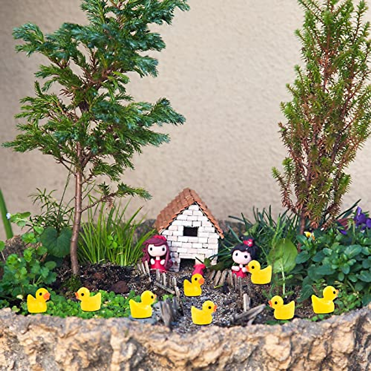 KUUQA 70 Pieces Tiny Ducks Mini Resin Ducks Miniature Duck Figures Ornament for Craft, Dollhouse, Slime, Home Decorations（Yellow）