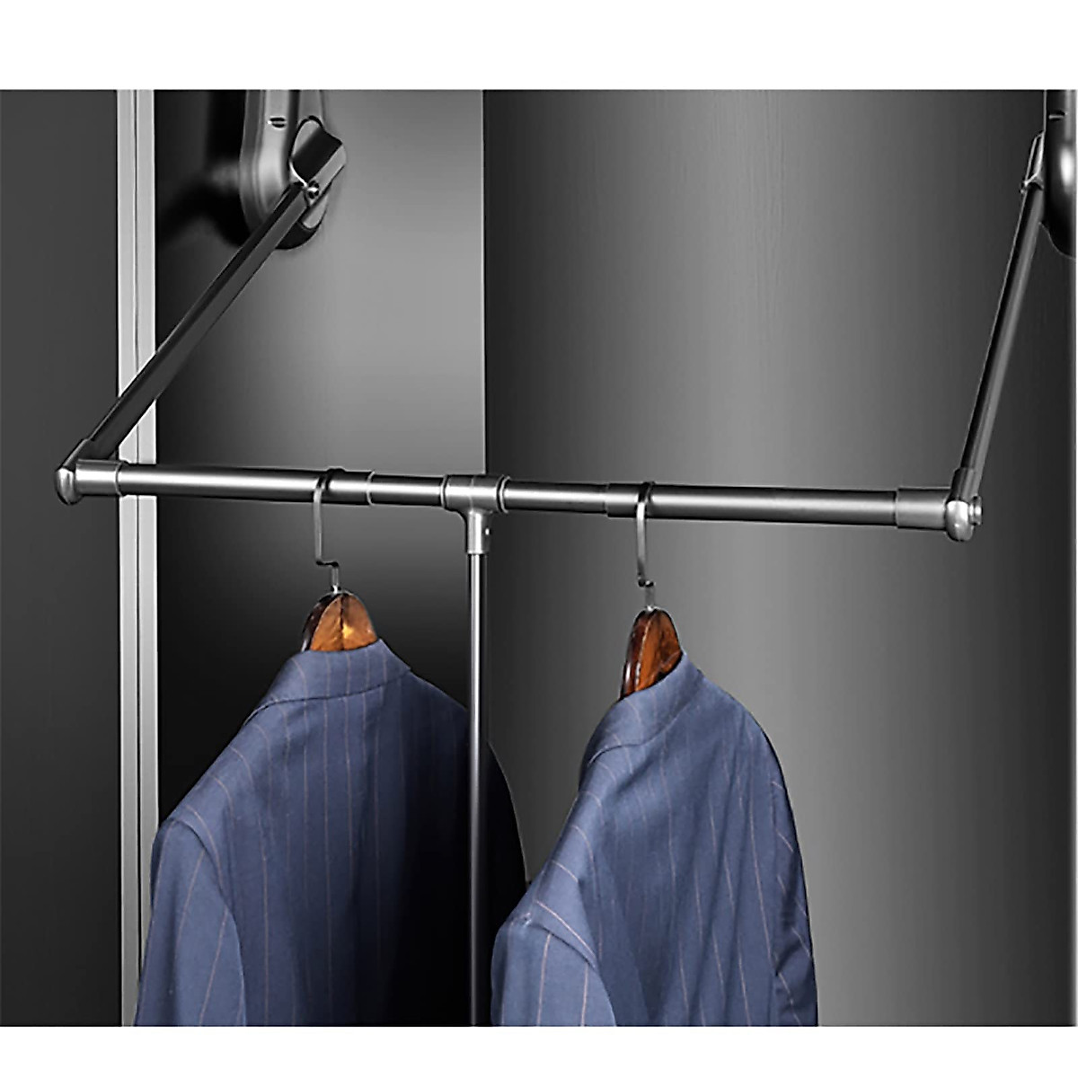 Drop-down Closet Rod, Adjustable Closet Lift Rail Organizer Storage System Closet Hanger Rod With Telescopic Handle and Mounting Hardware, Wall-mounted Industrial Wall Shelf ( Size : 510-650mm )