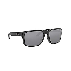 Oakley Men's OO9102 Holbrook Square Sunglasses, Matte Black on Black/Prizm Black Polarized, 57 mm