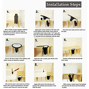 Freestanding Tub Drain Rough-in Kit, 12" Large Base Free standing Bathtub Drains Installation Kits with ABS Adapter and Brass Pipe CUPC Certification