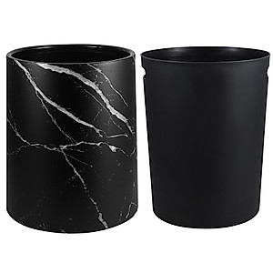 VOSAREA Marble Trash Can 12L Round Garbage Bin Double Layer Waste Basket Container for Bathrooms Kitchens Home Office Hotel B