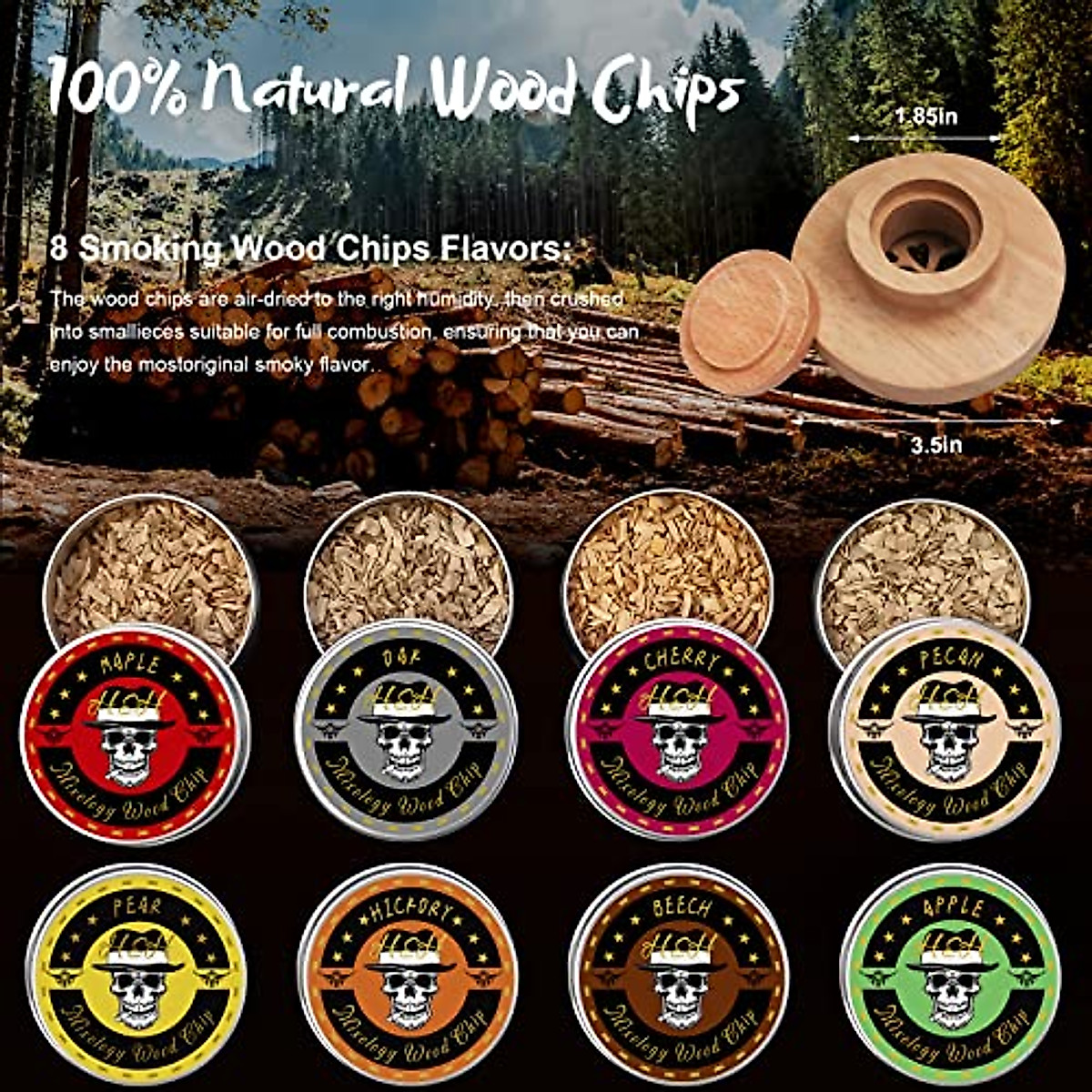 HEH Cocktail Smoker Kit with Torch, Old Fashioned Smoker Kit with 8 Smoking Wood Chips Flavors for Infusing Smoke into Cocktail Whiskey Bourbon, Gift for Father, Husband, Boyfriend(No Butane)