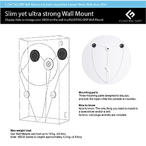 XBOX Series S Wall Mount Solution by FLOATING GRIP - Sleek Mounting Kit for Hanging XBOX Series S Gaming Console on the wall (Standard: Fits XBOX Series S, White)