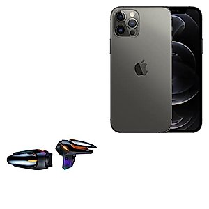 BoxWave Gaming Gear Compatible With Apple iPhone 12 Pro - Touchscreen QuickTrigger Auto, Trigger Buttons Autofire Gaming Mobile FPS - Jet Black
