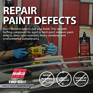 Malco Tru Grit - Heavy Duty Buffing and Polishing Compound for Cars/Automotive Paint Correction and Detailing/Removes 1000-1500 Grit Sand Scratches / 32 Oz. (120032)