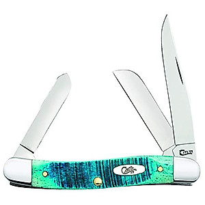 Case WR XX Pocket Knife Medium Stockman Caribbean Blue Jig Bone Item #25597 - (6318 SS) - Length Closed: 3 5/8 Inches