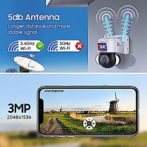 INQMEGA Solar Camera Security Outdoor,3MP HD 2.4G WiFi 15000mAh Solar Powered Cameras for Home,Color Night Vision PIR Motion Sensor Light with Siren,Remote Control