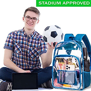 gxtvo Clear Backpack, Heavy Duty Transparent Bookbag, See Through Backpacks for Women Men- Navy