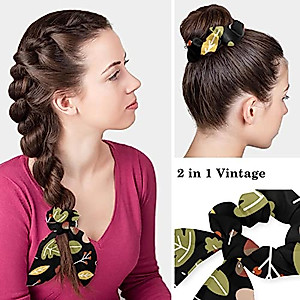 Working Cap with Button & Sweatband, Adjustable Tie Back Hats for Men Women Bouffant Caps, Fall Leaves Acorns