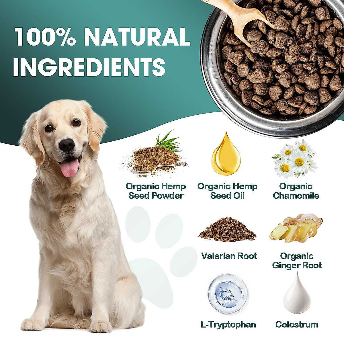 Ethlauff Calming Chews for Dogs 120 Count,Dog Calming Treats,Anxiety Relief Treats,Dog Anxiety Relief,Helps with Dog Anxiety,Separation,Barking,Stress Relief,Sleep Calming Aid,for All Breeds & Sizes