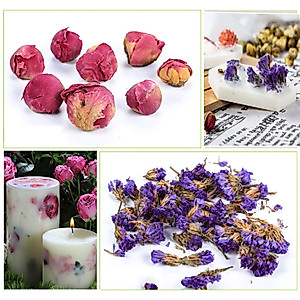 PNANA Dried Flowers- Edible Herbs Bulk of Lavender Buds, Rosebud, Jasmine, Chamomile, for Bath Bomb, Candle, Soap Making Kit